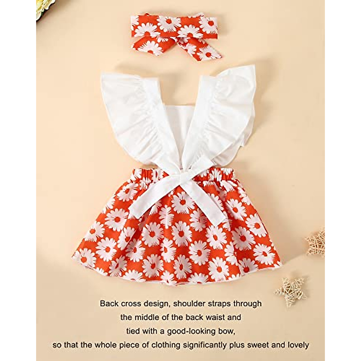 SOLOYEE Baby Girl Dress 6-12 Months Infant Toddler Girls Clothes Summer Outfits Ruffle Sleeveless One-Piece Dress+Headband White