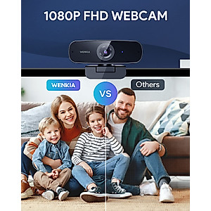 Webcam with Microphone, WENKIA Full HD 1080P USB Desktop Web Computer Camera with Dual Stereo Microphones, Streaming Webcam for Video Conferencing & Chatting, Compatible with Windows, Mac, PC & Laptop