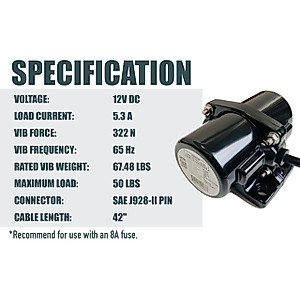 AMBITIONMOTOR VIB50 12VDC Vibrator Vibration Motor for Salt Sand Spreader and Concrete Mixer 65Hz 50LBS