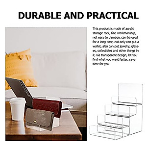 DOITOOL 4- Tier Handbag Purse Riser Display Shelf, Clear Acrylic Wallet Display Stand Holder, Jewelry Display Riser Shelf for Display Or Collection