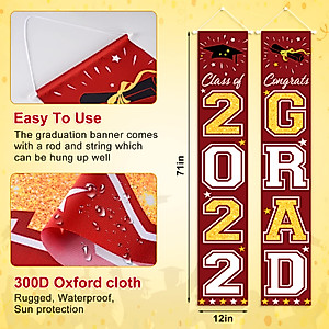 V-Opitos 2022 Graduation Banner Decorations, Class of 2022, Congrats Grad Porch Signs for Door Decor, Red & Gold, College, High School Graduations Party Decorations
