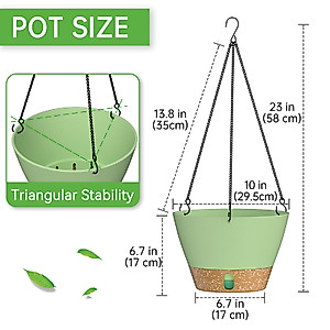 ZMTECH Hanging Planters for Indoor Plants Set of 2 Self Watering Hanging Pots Hanging Baskets Hanging Flower Pots for Outdoor Hanging Plants(10 Inch, Gray)