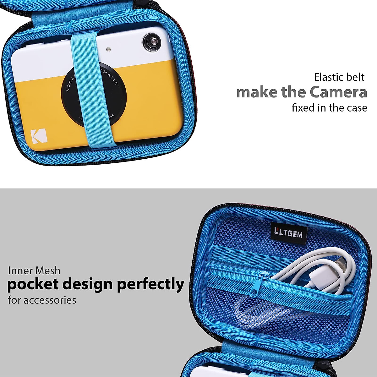 LTGEM Case Compatible with KODAK Printomatic/KODAK EKTAR H35 / KODAK Step Full-Color Instant Print Digital Camera(Inside: 5"x3.6"x1.7"), Blue, Case Only