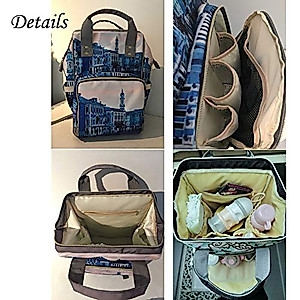 InterestPrint Custom Diaper Bag with Name, Pink Flowers with Crown Diaper Bag Nappy Bags Travel Shoulder Daypack Mummy Backpack Custom Gift for Mom Girl