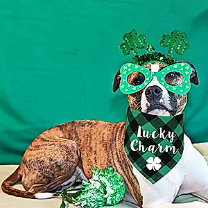 STMK St. Patrick's Day Dog Bandana Outfits, St. Patrick's Day Shamrock Headband Plaid St Patricks Dog Bandanas Costumes for Small Medium Large Dogs St. Patrick's Day Costumes