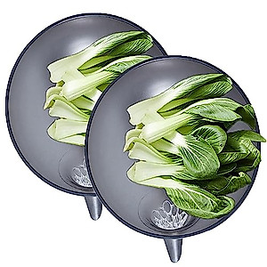 Drainer Food Basket with Spout, Multifunctional Draining Fruit Food Vegetable Kitchen Sink Drainer Bowl Colander Drainbowl Fruits Washer Salad Basket (2PCS*Grey)