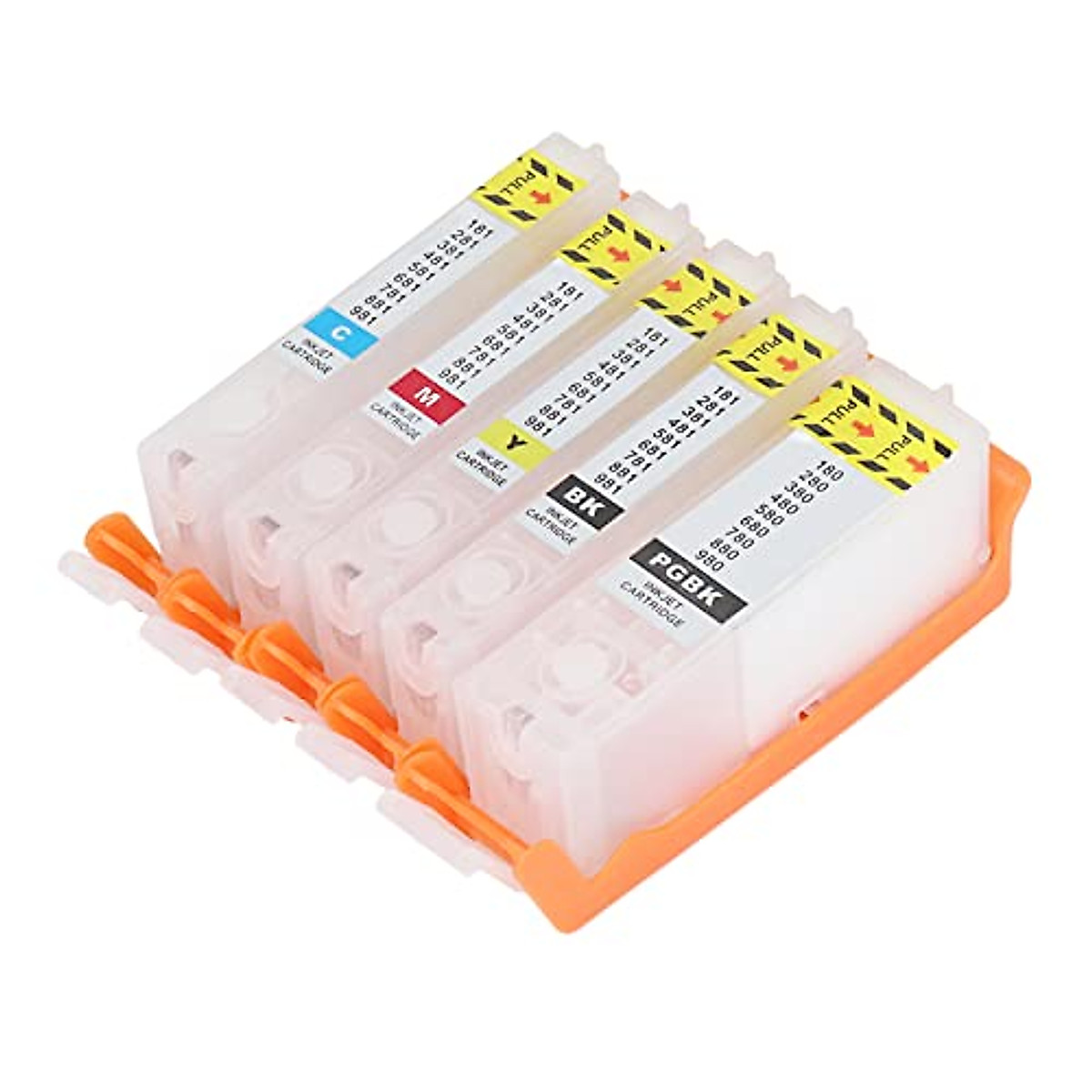 5Pcs Ink Cartridge PGBK BK C M Y Smoothly Operation Reusable Printer Ink Cartridge with Permanent Chip (380-381)