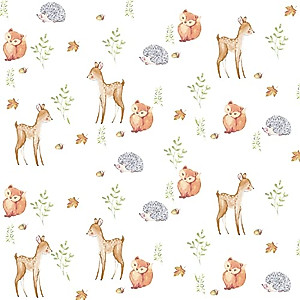 Junkin 10 Sheets Fawn Woodland Gift Wrap Wrapping Paper Folded Flat Baby Wrapping Paper Forest Animal Wrapping Paper Sheet for Boy Girl Birthday Baby Shower, 20 x 28 Inch