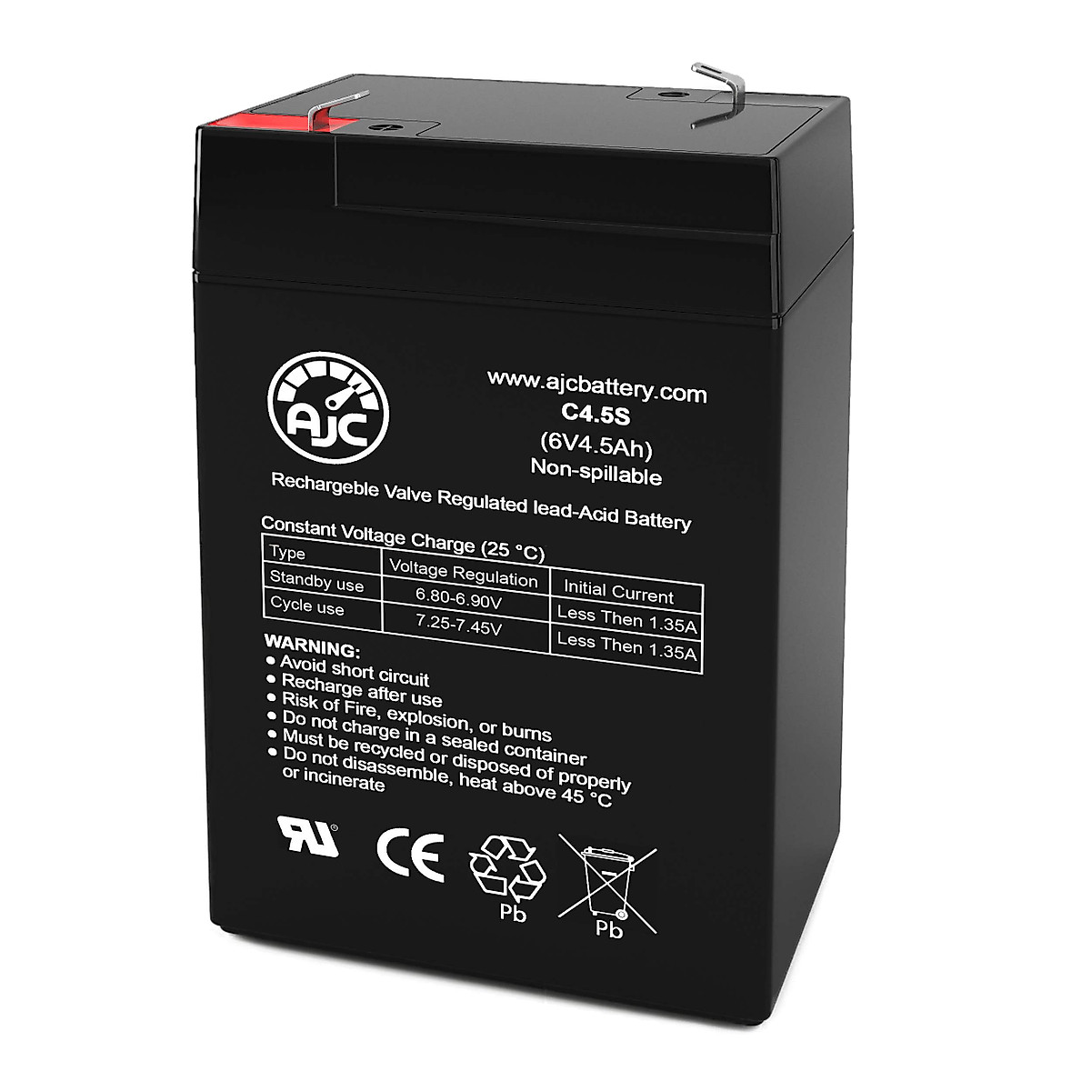 AJC Battery Compatible with Genesis NP4.5-6 6V 4.5Ah Sealed Lead Acid Battery
