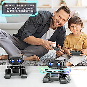 Robot Toys for Kids 3-5 5-7,Rechargeable Remote Control Robot Toy,Interactive Toy Robot for Kids with LED Eyes & Music & Dance,Intelligent Robots Toys Gifts for 3 4 5 6 7 8 Year Old Boys Girls (Grey)