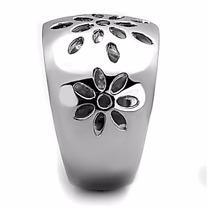 Marimor Jewelry Stainless Steel 316 High Polished Flower Design Fashion Ring Women's Size 10
