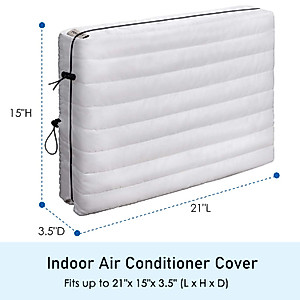 FORSPARK Indoor Air Conditioner Cover, AC Covers for Inside with Free Drawstring, 21 x 15 x 3.5 inches (L x H x D) - White