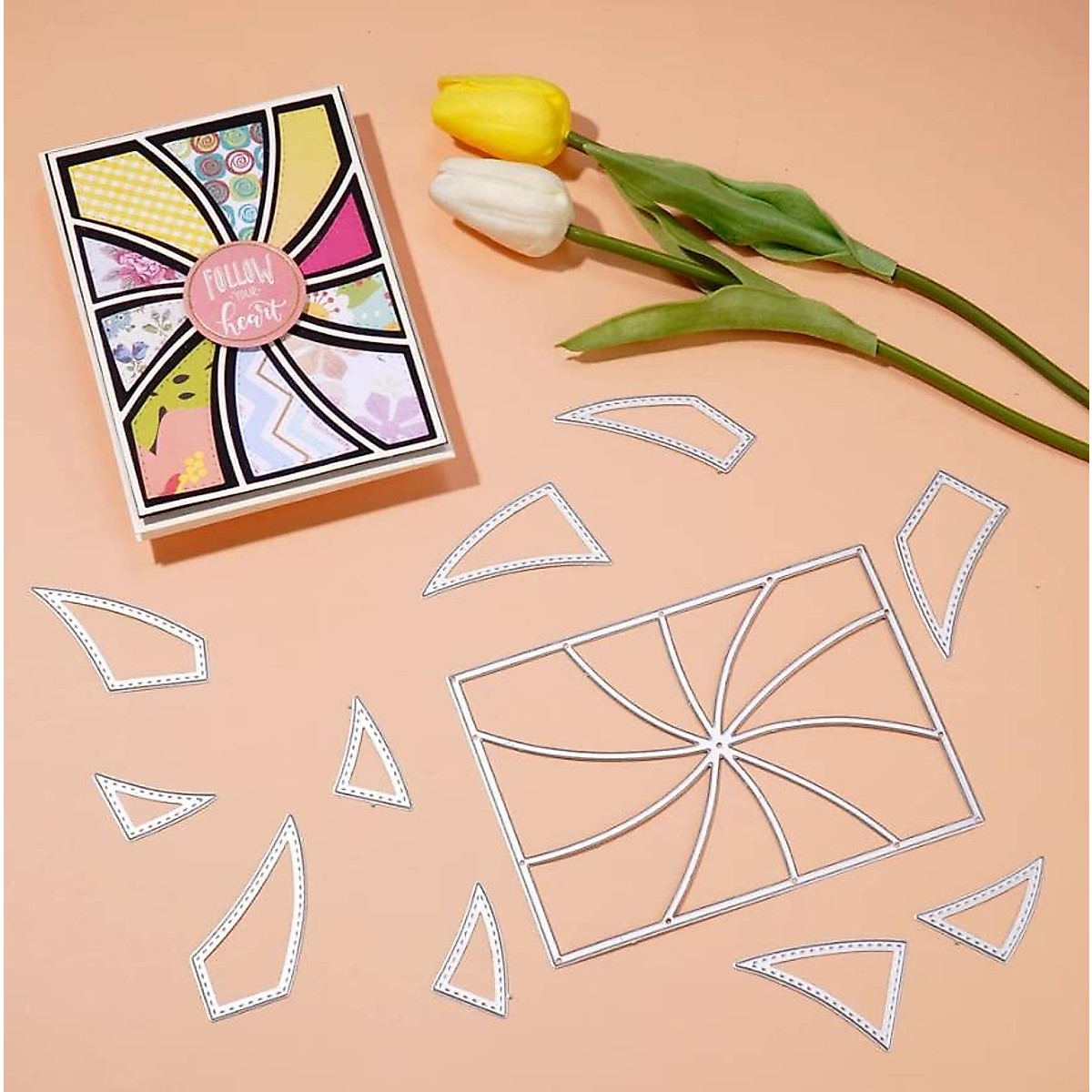 Rectangle Grid Frame Cutting Die Cuts, DIY Crafts Template Stitched Whirl Rectangle Frame Scrapbook Cards Cutting Dies Cut Stencils for DIY Embossing Card Making Decorative Paper Dies Scrapbooking