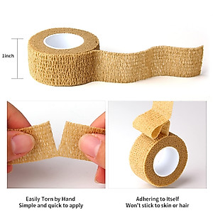 sansheng 1Inch Self Adherent Cohesive Wrap Bandages,Brown Athletic Tape for Wrist, Ankle, Hand, etc(12 Pack)