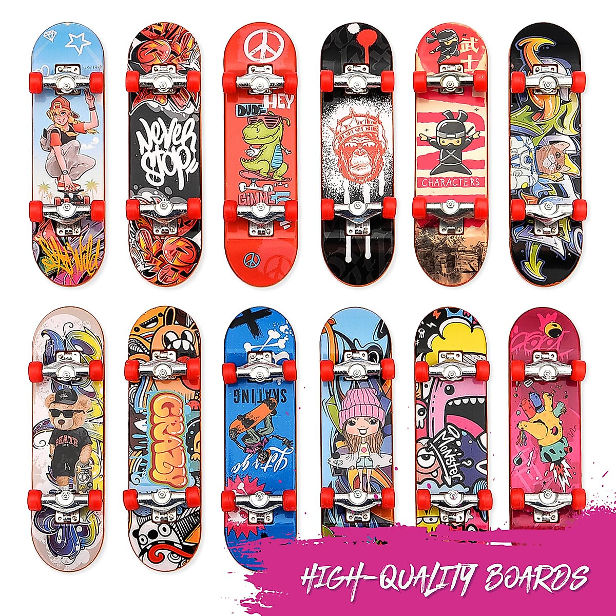 Magicat Premium Fingerboard Set I 12 Cool Finger Skateboards for Kids I Party Favors I Finger Boards for Kids I Finger Skateboard I 4 Year Old boy Birthday Gift