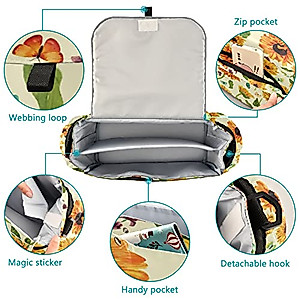 Sunflowers Butterflies Stroller Organizer with Cup Holder Universal Stroller Organizer Bag Detachable Shoulder Strap Stroller Accessories for Diaper Toys Phone Keys Fit All Baby Stroller
