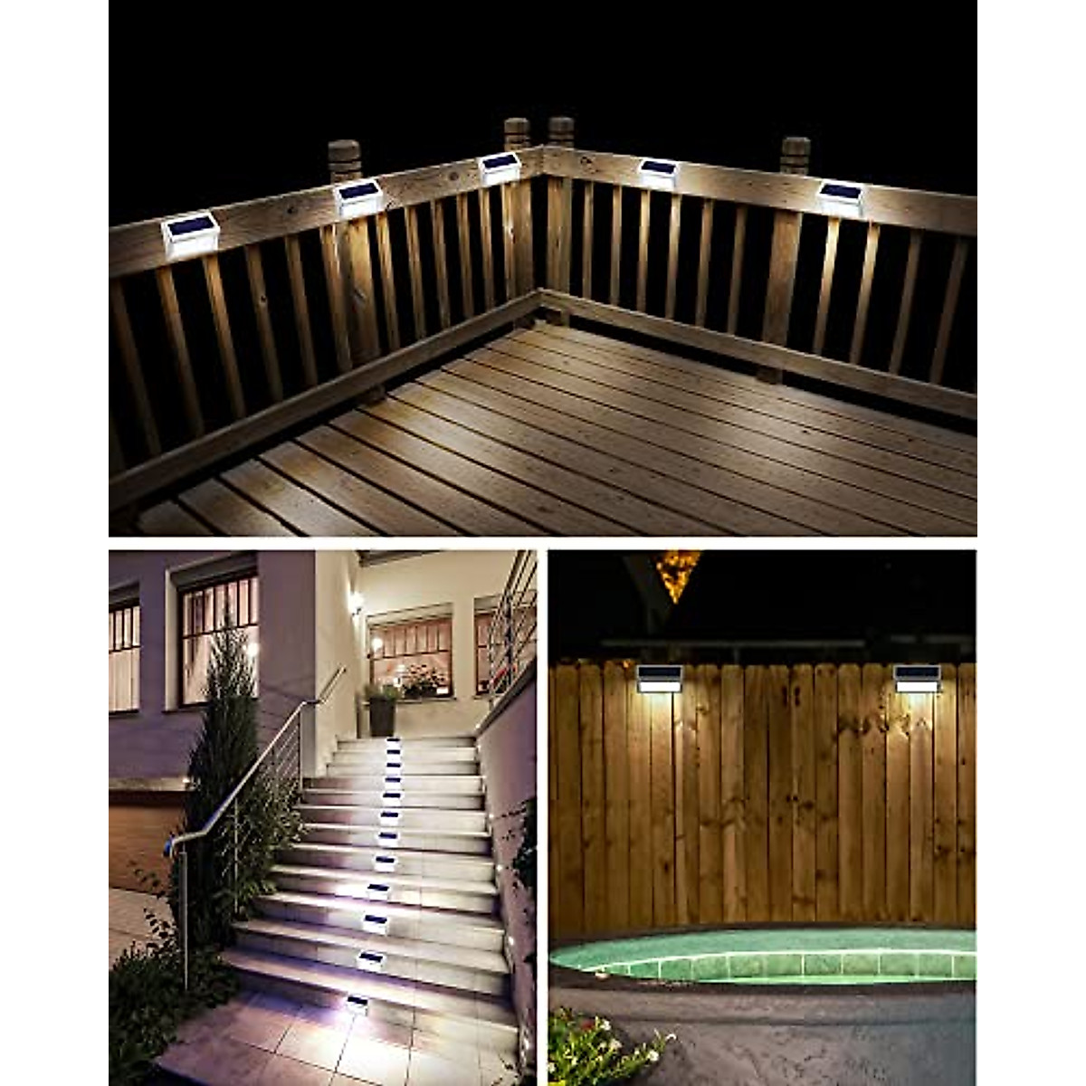 Treela 16 Pack Solar Step Lights Waterproof Stair Lights, Each One with 30 LED Lights, Outdoor Driveway Lights for Yard Fence Driveway Walkway Garden (Cold White Light)