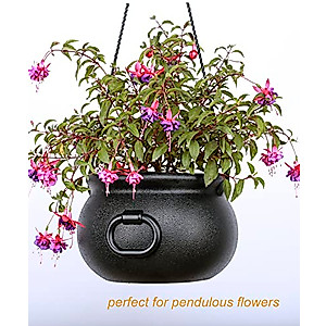 Glocamping 11" and 7.4” Package Large Easter Day And Halloween Black Plastic Witch Cauldron Kettle, Candy Holder, Party Favor Decoration