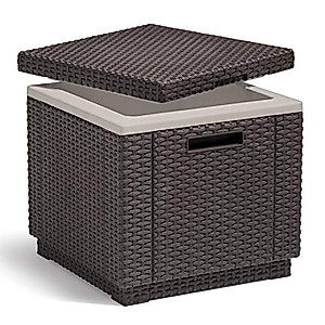 Keter Beer and Wine Cooler Table Perfect for Your Patio, Picnic, and Beach Accessories, Brown