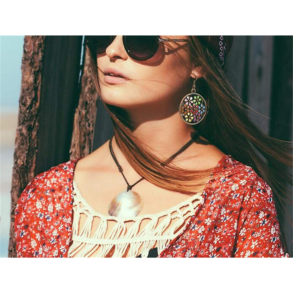 LAIMALA 7 Pairs Bohemian Vintage Dangle Earrings Retro Rhinestone Dangle Drop Earrings for Women