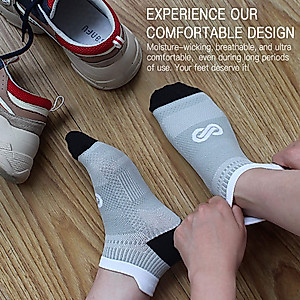 Low Cut Compression Socks for Men and Women (6 Pairs), No Show Ankle Running Socks with Arch Support for Plantar Fasciitis, Cyling, Athletic, Flight, Travel, Nurses. Gray L/XL