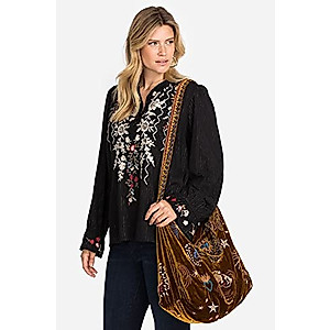 Johnny Was VICTORIA VELVET TOTE BAG VINTAGE GOLD Handbag Galaxy NEW