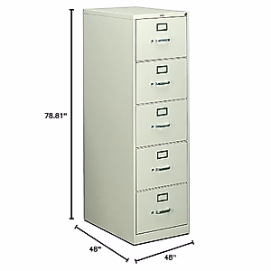 HON 5 Drawer Filing Cabinet - 310 Series Full-Suspension Legal File Cabinet, 26-1/2-Inch Drawers, Light Gray (H315C)