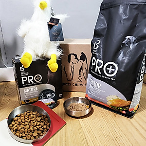 KERQUS Mature Kit, Pure Balance Pro+ Mature Salmon & Brown Rice Recipe Dry Dog Food for Senior Dog, 8 lbs,Mature Wet Dog Food Variety Pack, 3.5 oz Bowls (12 Pack),Nandog Plush Toy