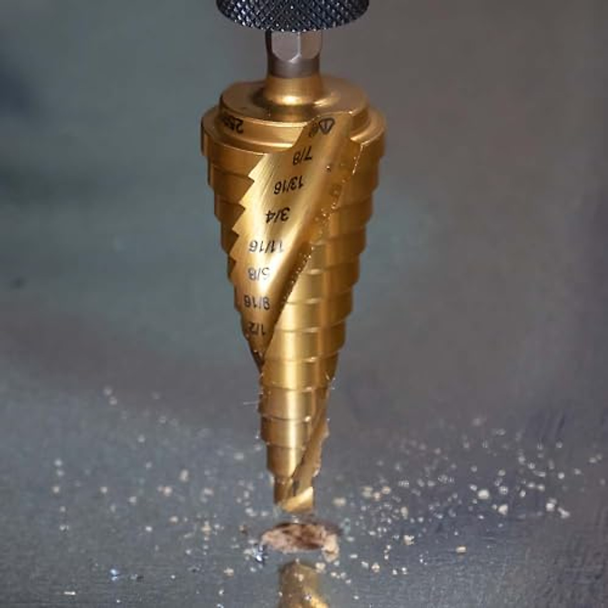 Klein Tools 25951 Electrician's Step Drill Bit Set, Spiral Double Fluted, Titanium Nitride Coating, 1/4-Inch Impact Shank, Case, 3-Piece