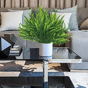 YUESUO 8 Pack Fake Fern Plants Faux Boston Ferns for Outdoor UV Resistant Artificial Plants Greenery Shrubs Plants Indoor Outside Hanging Planter Home Garden Decor