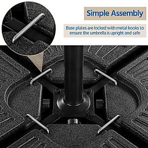 Yaheetech 4Pcs 13L Heavy Duty Offset Outdoor Umbrella Base Water & Sand Filled Cantilever Offset Patio Umbrella Base Stand, Black