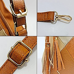 XingChen Hobo Bags for Women Patchwork Color Faux Leather Purses and Handbags Hobo Purse with Tassel Wine