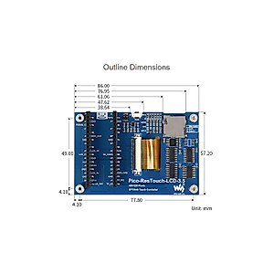 waveshare 3.5inch Touch Display Module for Raspberry Pi Pico 65K Colors 480×320 Pixels Resistive Touch Controller XPT2046 ILI9488 Driver Using SPI Bus