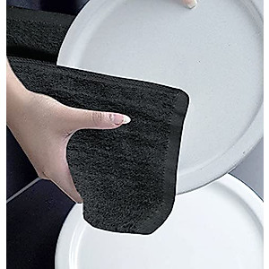 TOALLA 100% Cotton Washcloths 60 Pack|400 GSM|Soft Washcloth for Face|Washcloth Bulk Pack|Washcloth for Body and Face|Highly Absorbent|Fingertip Towel|Washcloth for Bath Room|12 x 12 in|Black