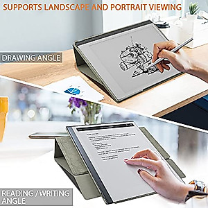 Xuanbeier Rotation Case Compatible with Remarkable 2 Paper Tablet Protective Cover with Pen Holder and Stand Funktion,Gray