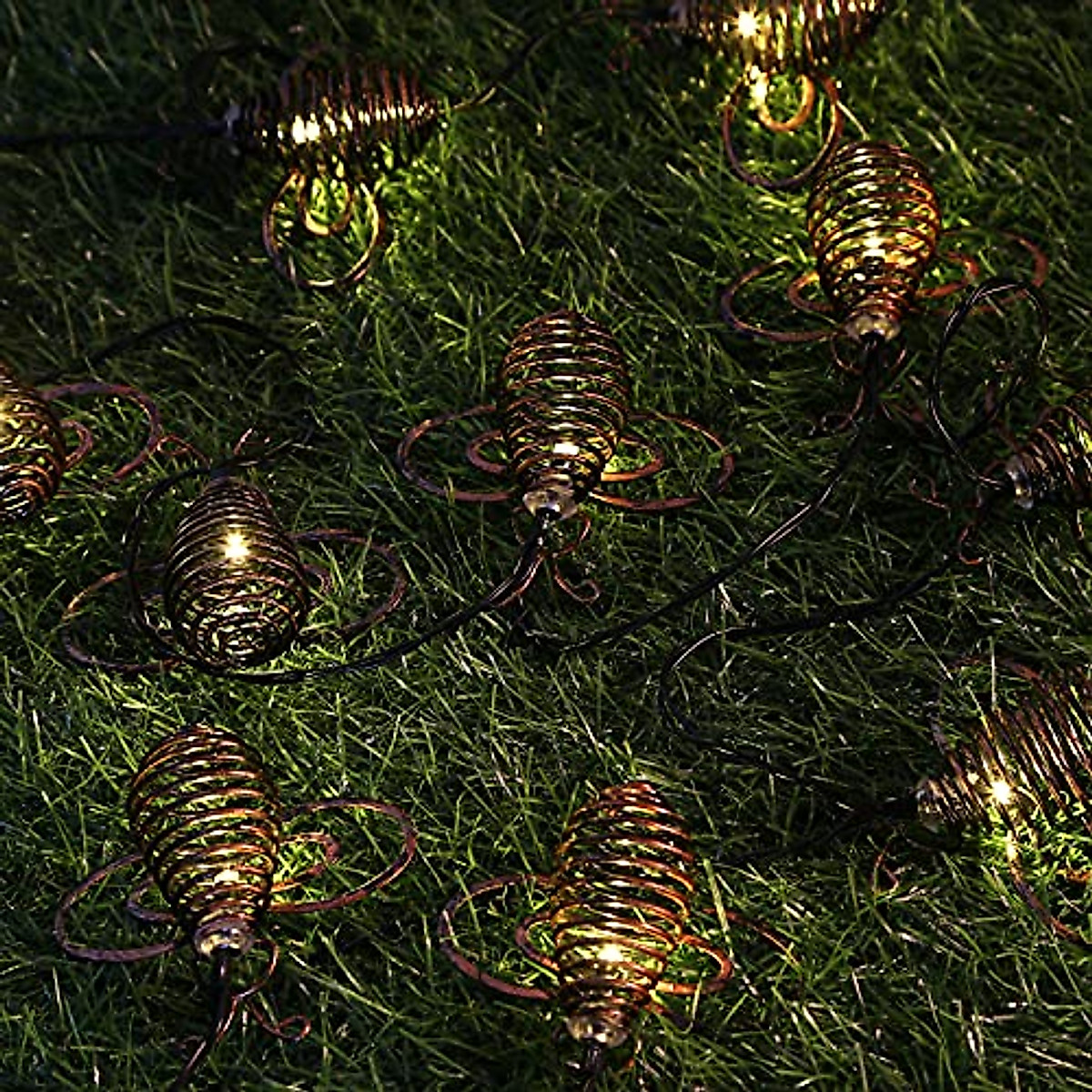 Solar Powered Bee String Lights Outdoor, Solar String Lights, 20 Lights 49inch 2 Modes IP44 Waterproof Simulation Bees Sting Lights, Decorative Lights for Outdoor Wedding Homes Gardens