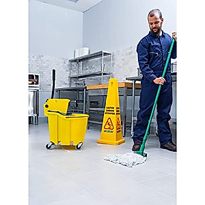 Carlisle FoodService Products Omnifit Mop Bucket with Side Press Wringer and Soiled Water Insert for Floor Cleaning, Kitchens, Restaurants, And Janitorial Use, Polypropylene (Pp), 35 Quarts, Yellow
