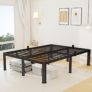 Superay 20 Inch King Size Metal Platform Bed Frame with Round Corners, Storage Space Under High Bed Frame-Heavy Duty Steel Slats Support, Noise Free - Easy Assembly - No Box Spring Needed