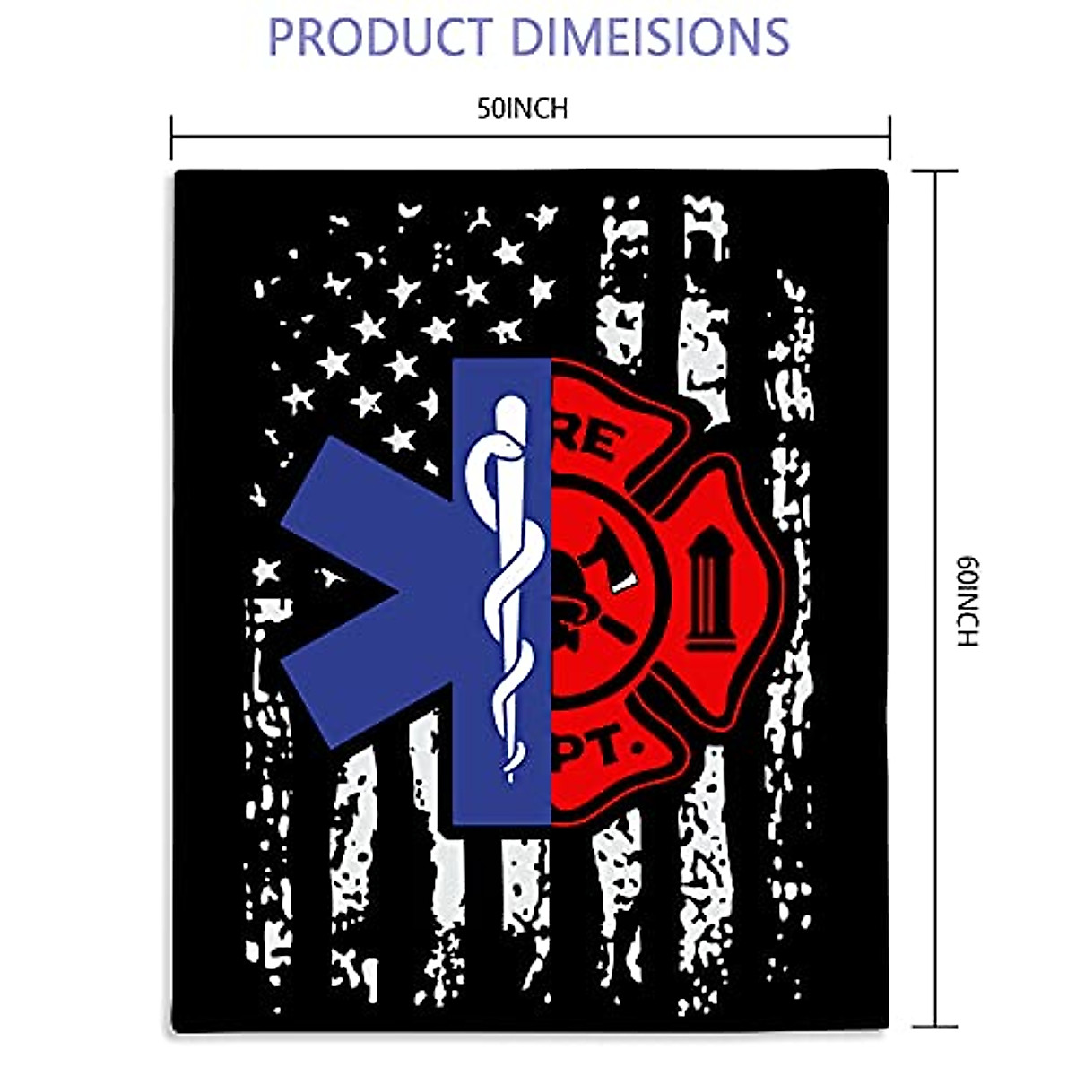 Joyloce Firefighter EMT Throw Blankets Birthday Gift Idea for Men Dad Husband Son Friend 60"x50" - Practitioner Fireman Firewoman EMS Blanket For Fire Fighter FD Department First in Last Out Responder