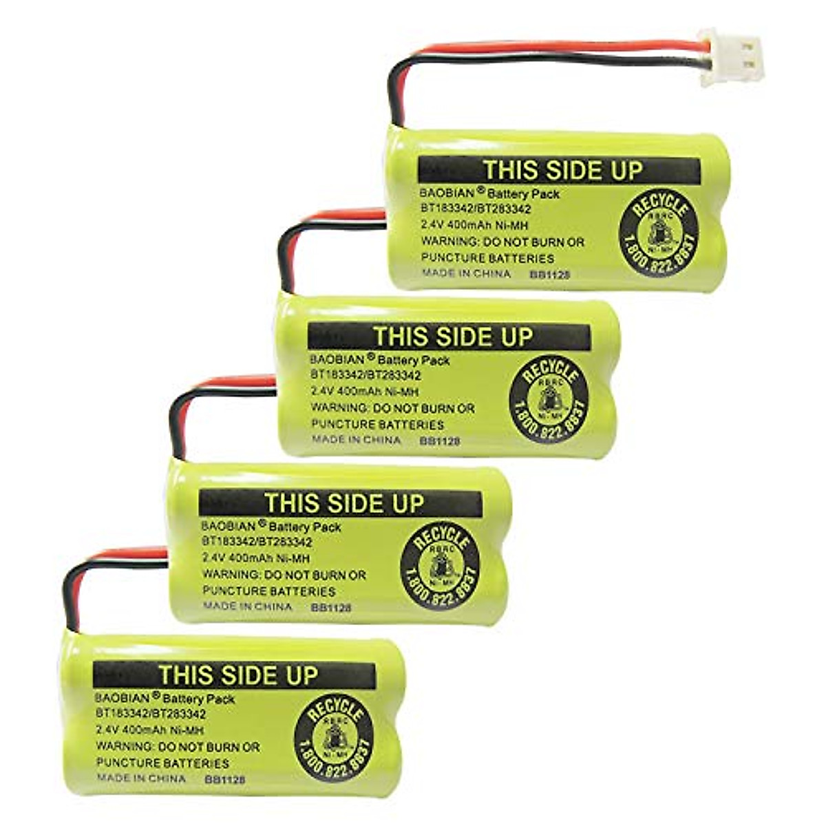 BAOBIAN 2.4V 400mAh Cordless Home Phone Battery Compatible with AT&T BT162342 BT-162342 BT166342 BT-166342 BT266342 BT-266342 BT183342 BT-183342 BT283342 BT-283342 VTech CS6329 CS6114 CS6419(4 Pack)
