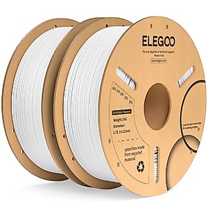 ELEGOO PLA Plus Filament 1.75mm White 2KG, PLA+ Tougher and Stronger 3D Printer Filament Pro Dimensional Accuracy +/- 0.02mm, 2 Pcs 1kg Spool(2.2lbs) Fits for Most FDM 3D Printers