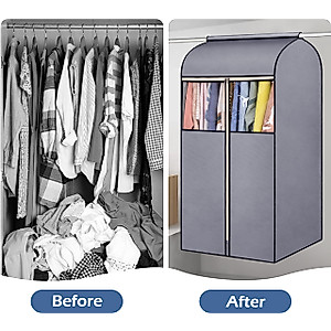 SLEEPING LAMB 43'' Garment Bags for Closet Storage with Zippers Completely Closed Wardrobe for Hanging Clothes Suits Coats Cover, 2 Packs, Grey(Hanging Rod Not Included)