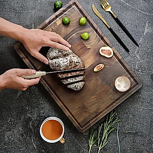 Luxury Acacia Wood Cutting Board, End Grain Cutting board With Juice Groove & Charcuterie Board, Thick Sustainable Wood Chopping Board for Kitchen(16x12x1.5 in)