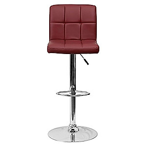 KLS14 Modern Design Barstools Hight Adjustable Seat Hydraulic 360-Degree Swivel Sturdy Steel Frame Padded Cushion Seat Dining Chair Bar Pub Stool Home Office Furniture - Set of 2 Burgundy #1974