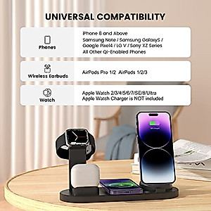 Magnetic Apple Wireless Charging Station 4 in 1 Charger Dock Compatible with iPhone 14/14 Plus/13/12/11/Pro/Pro Max/SE/X/XR/Xs Max, Apple Watch Ultra/8/7/6/SE/5/4/3/2 and Airpods1/2/3 AirPods Pro 1/2