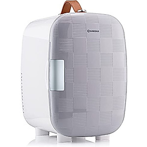 Subcold Pro6 Luxury Mini Fridge Cooler 6 Litre / 8 Cans AC & Exclusive USB Power Option Small Portable Fridge For The Office, Bedroom, Car, Skincare & Cosmetics Chequer Grey