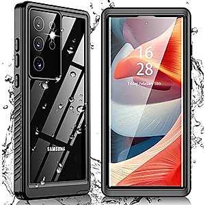Oterkin for Samsung Galaxy S23 Ultra Case Waterproof,S23 Ultra Case with Built-in Screen&Camera Protector,360° Full Body Protection Dustproof Shockproof Heavy Duty Rugged Case for S23 Ultra-Black