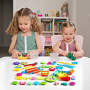 Joyin 44 Pieces Play Dough Accessories Set for Kids, Playdough Tools with Various Plastic Molds, Rolling Pins, Cutters