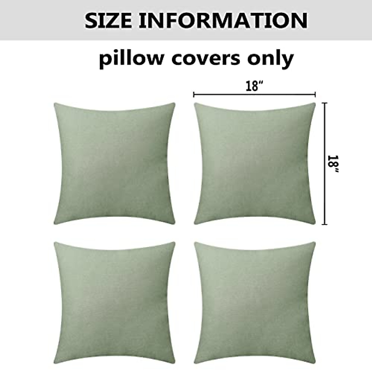 Home Brilliant Outdoor Pillows Covers Waterproof Sage Pillow Covers for Patio Garden Bedroom Backyard, 18x18 inch, Sage Green Grey