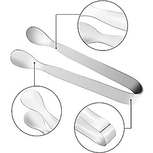 Mini Serving Tongs & Fruit Fork, 4Inch Stainless Steel Sugar Cube Tongs, Sliver Small Ice Tongs for Tea and Coffee Party, Appetizers, Desserts by Sunenlyst (10 Sugar Tongs,10 Fruit Forks)